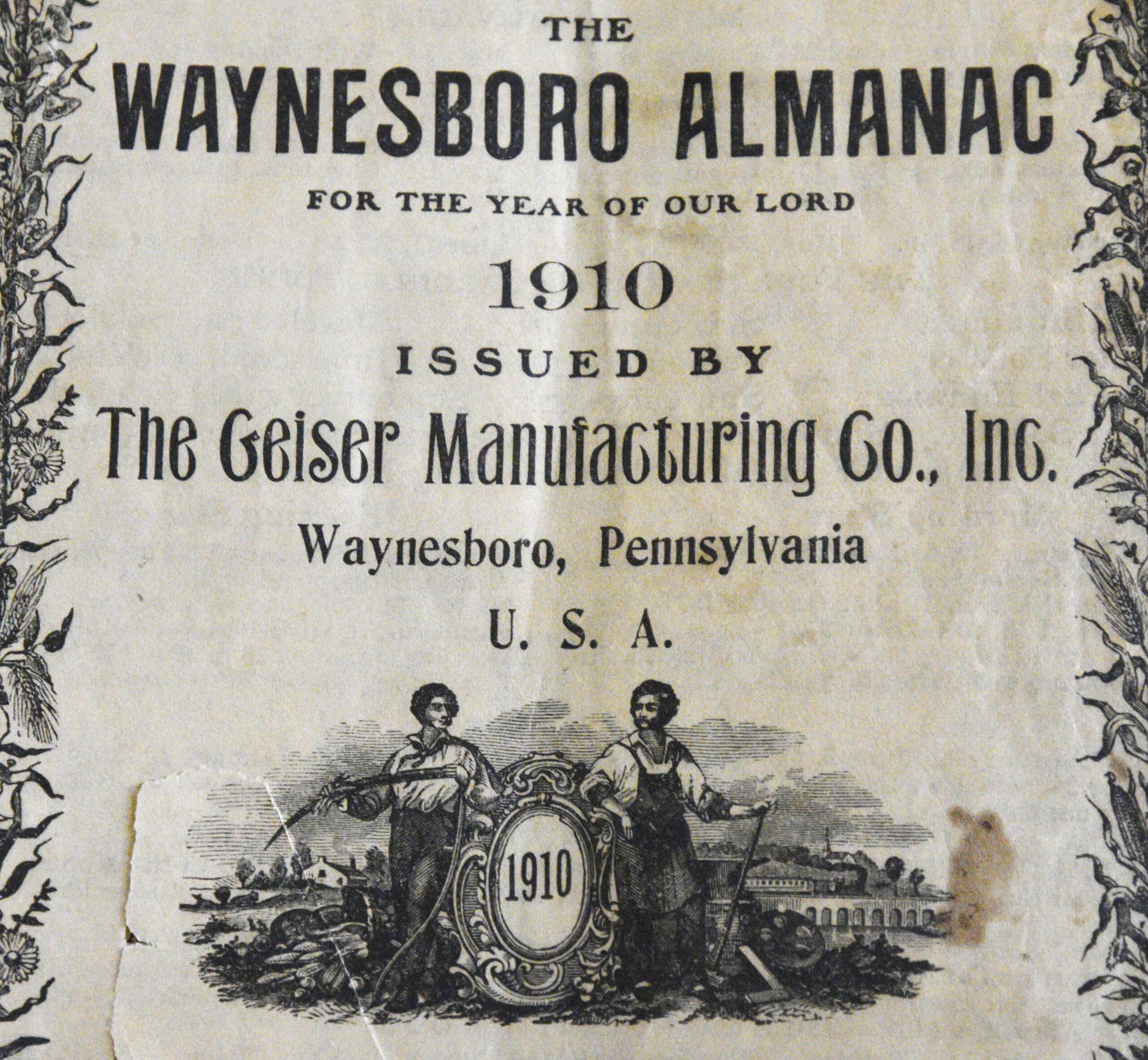 Local history: A 1910 Waynesboro almanac promotes Geiser Mfg ...